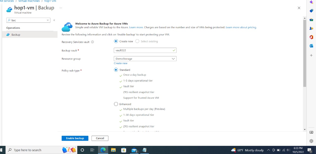 Azure Virtual Machine Backup & Restore – UW-Milwaukee Cloud Computing