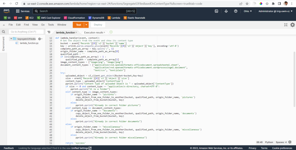 Segregating files in AWS S3 Bucket using Lambda – UW-Milwaukee Cloud Computing