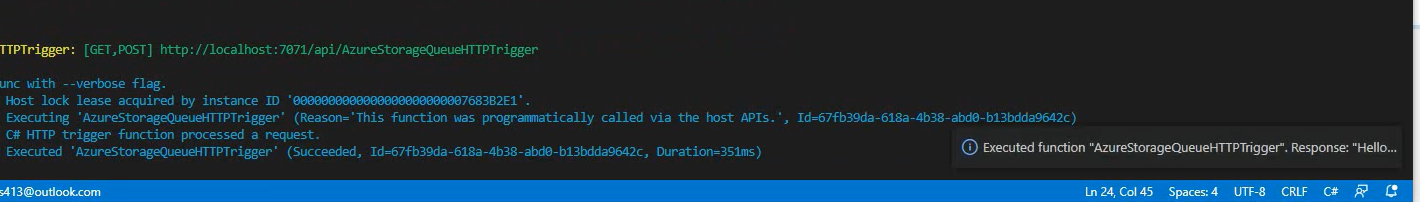 HTPP trigger to Azure Storage Queue – UW-Milwaukee Cloud Computing